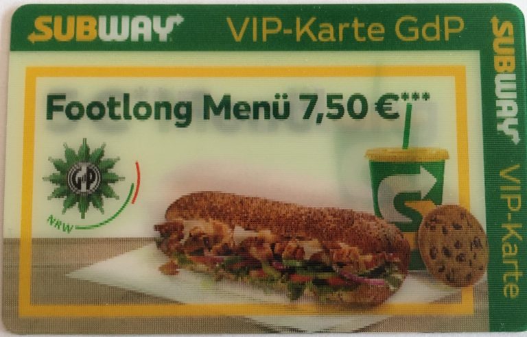 Subway VIP-Karte GdP – Kreisgruppe Höxter
